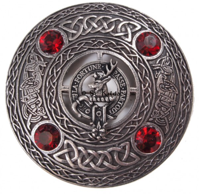 Rollo Clan Crest Pewter Plaid Brooch