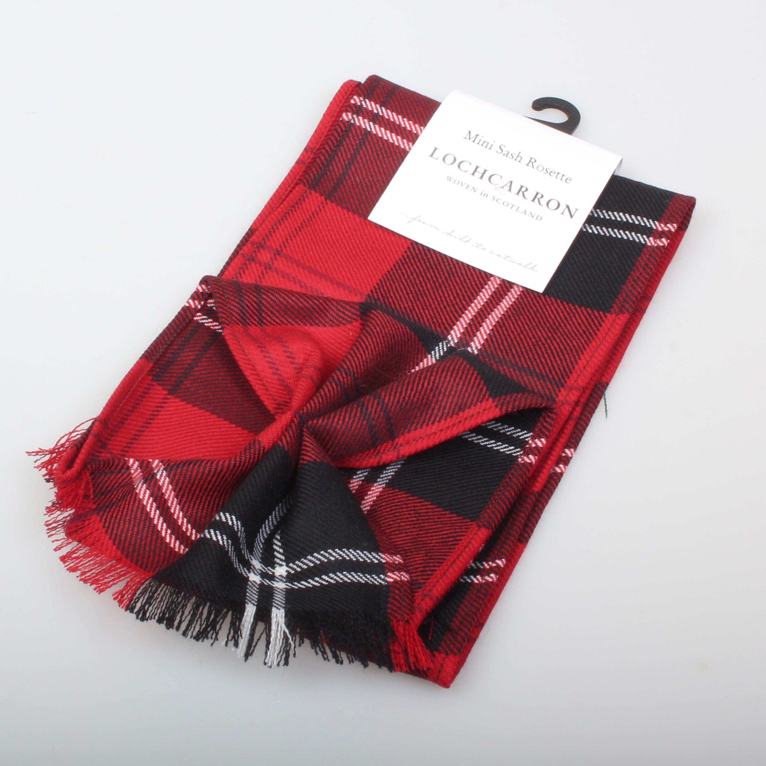 Luxury Wool Tartan Mini Sash - Ramsay Red Modern Tartan